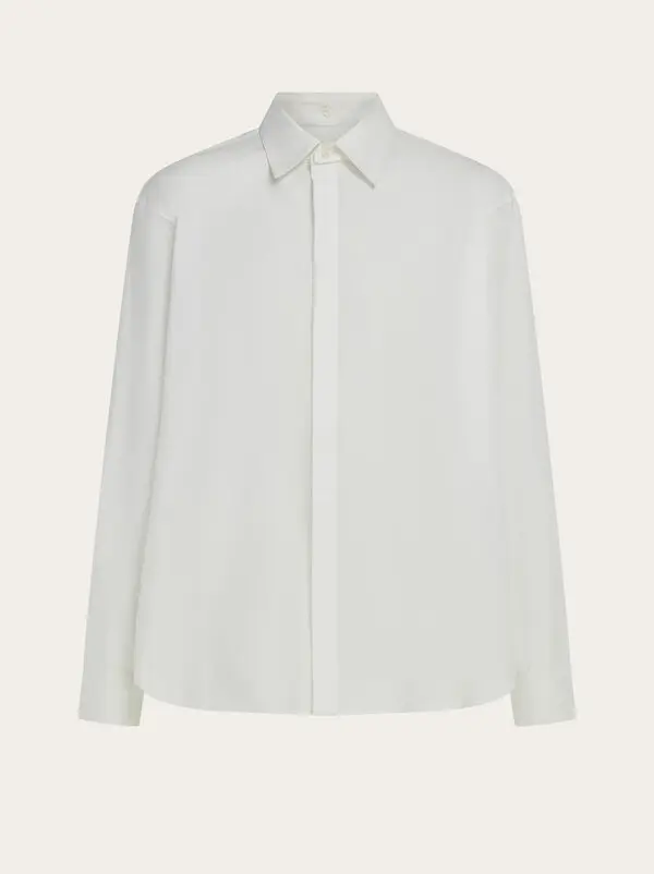 FERRAGAMO Stretch Poplin Cotton Shirt With Adjustable Collar