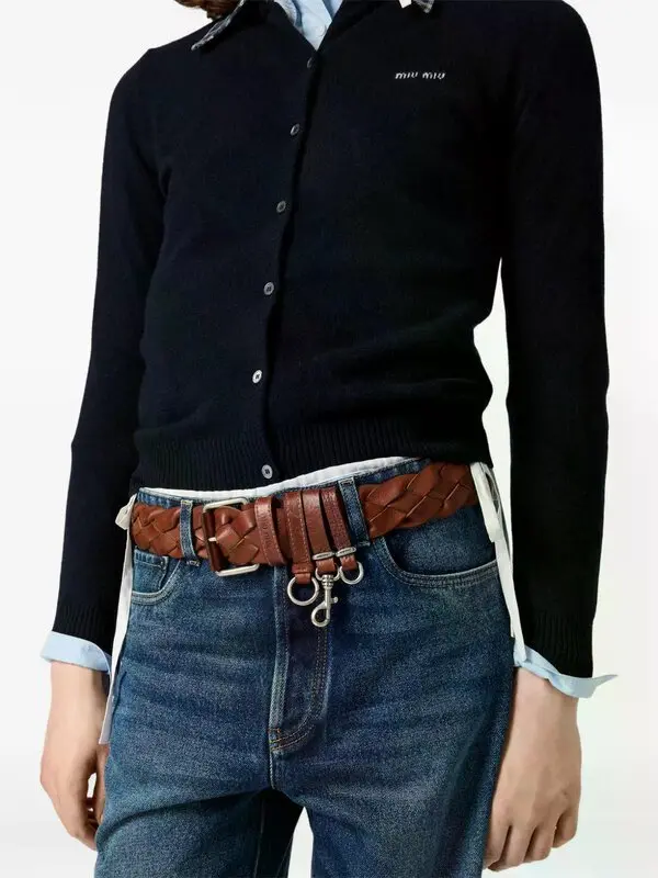 Miu Miu Cashmere Cardigan With Detachable Checked Collar