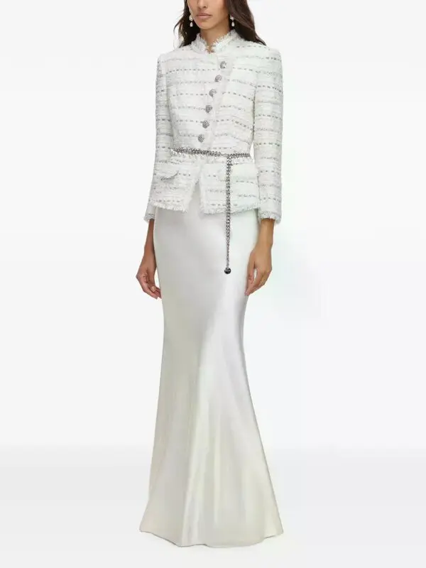SELF-PORTRAIT Bouclé Satin Maxi Dress