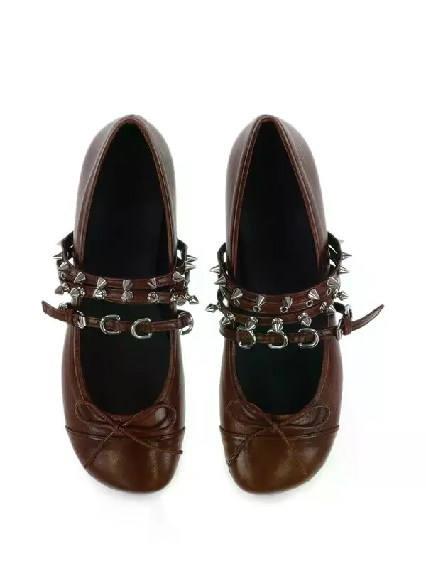 ABRA Spike-embellished Leather Ballet Flats