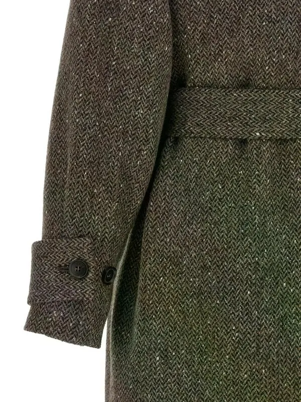Kiton Chevron-weave Belted Coat