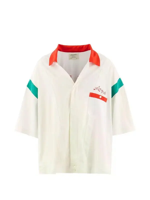 SAINT MXXXXXX Embroidered Wide-fit Shirt - Neutrals