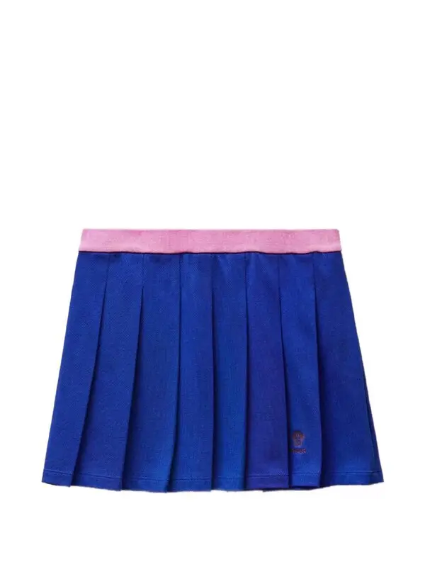 Versace Embroidered-logo Cotton Piqué Pleated Mini Skirt