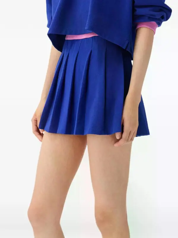Versace Embroidered-logo Cotton Piqué Pleated Mini Skirt