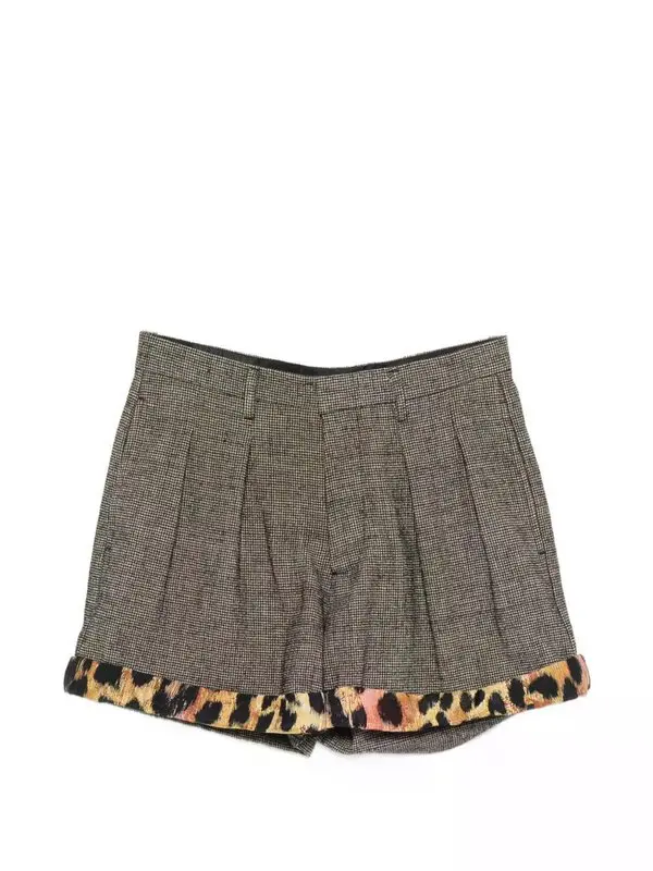 R13 Houndstooth Leopard-print Shorts
