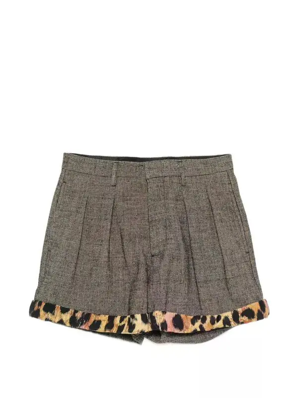 R13 Houndstooth Leopard-print Shorts