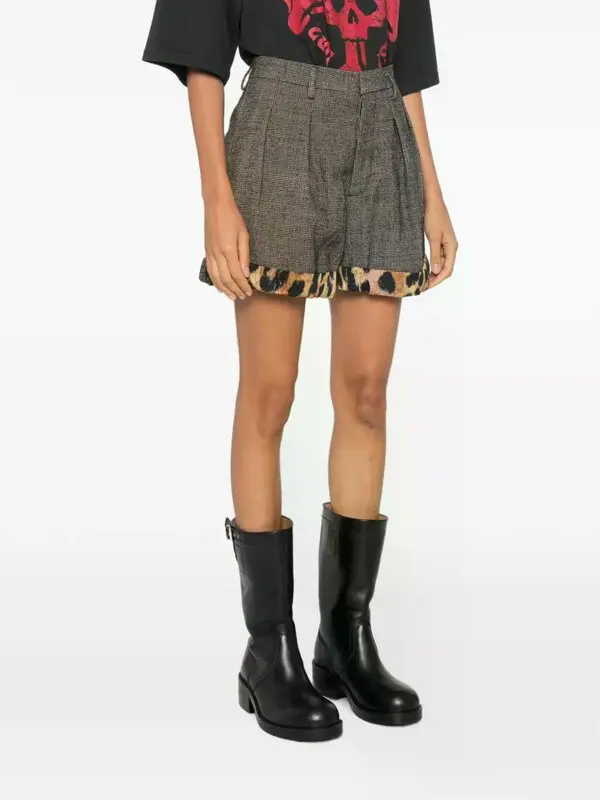 R13 Houndstooth Leopard-print Shorts