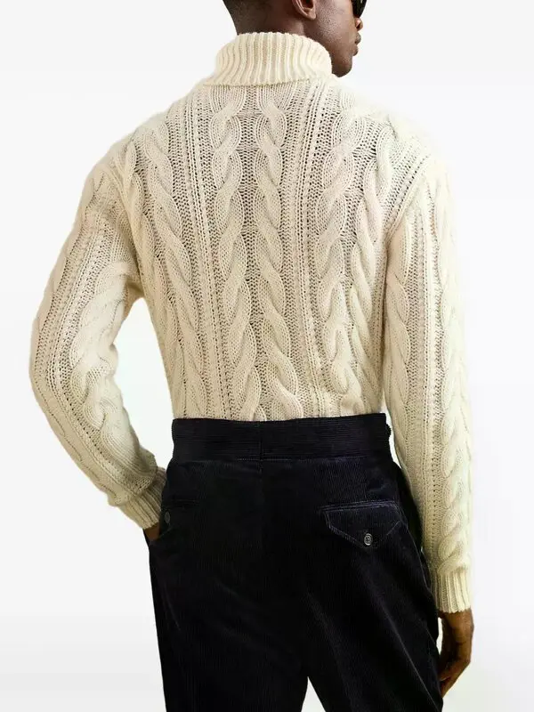 Ralph Lauren Purple Label Cable-knit Roll-neck Sweater - Neutrals
