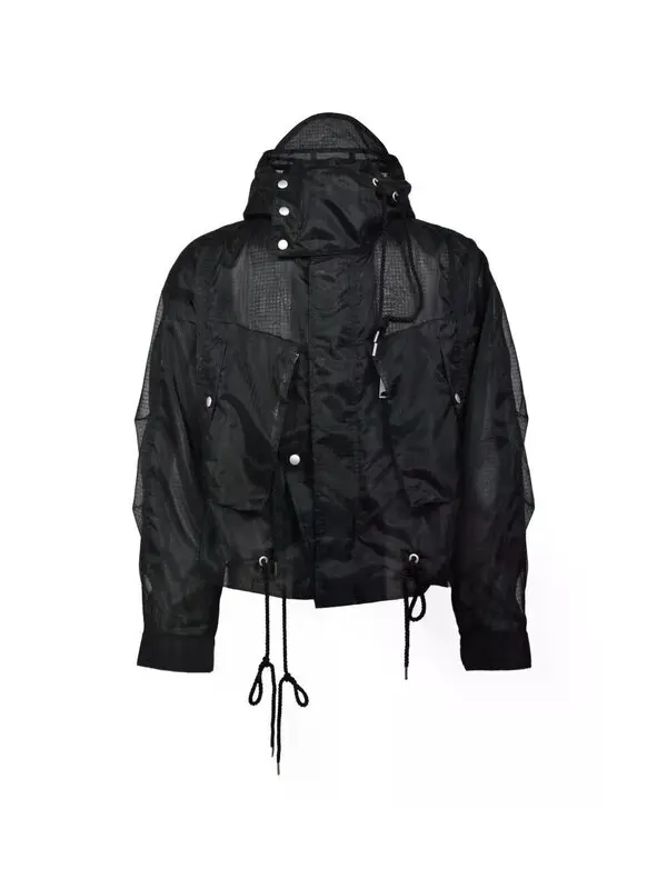 BED J.W. FORD Hooded Grid-texture Jacket - Black