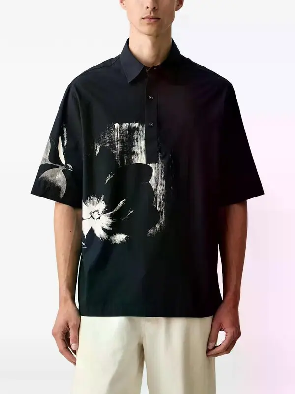 Armani Exchange Floral-print Short-sleeve Shirt