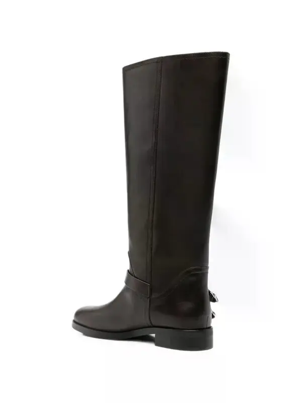 Pinko Buckled Leather Cowboy Boots
