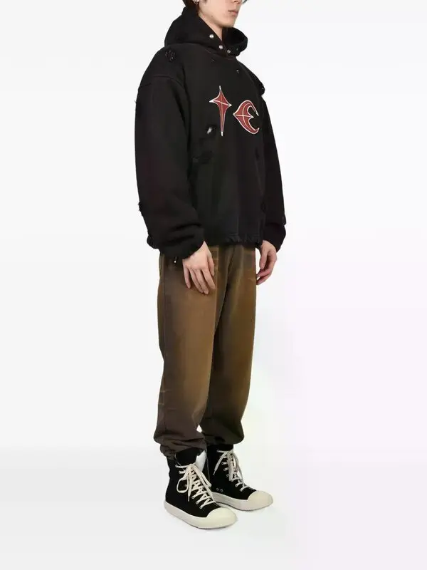 THUG CLUB Distressed Graphic-print Hoodie