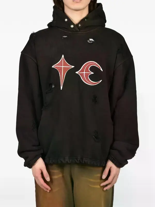 THUG CLUB Distressed Graphic-print Hoodie