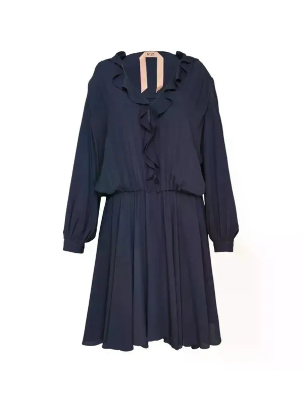 N°21 Ruffled Long-sleeve Mini Dress