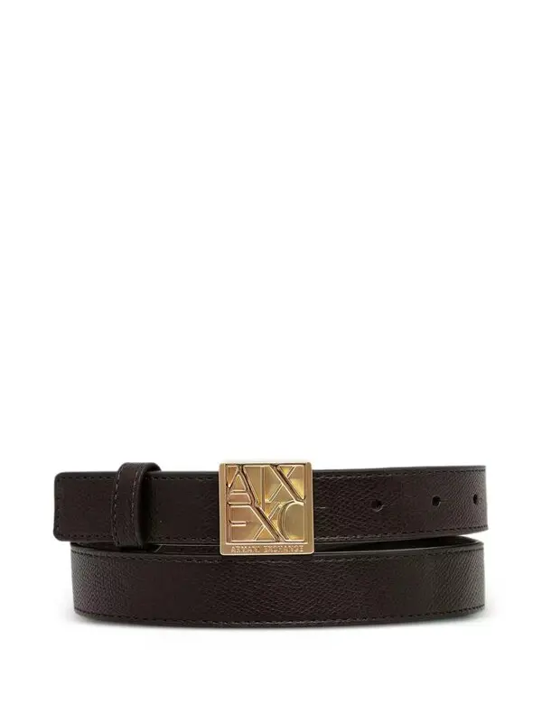 Armani Exchange Logo-plaque Pebbled Belt - Brown