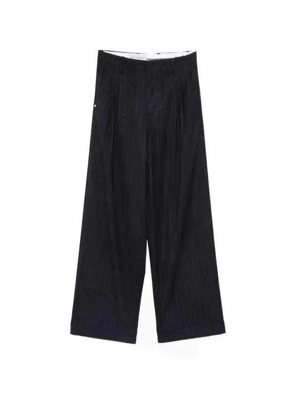 WHITE SAND Pinstripe-pattern Pleated Trousers - Black