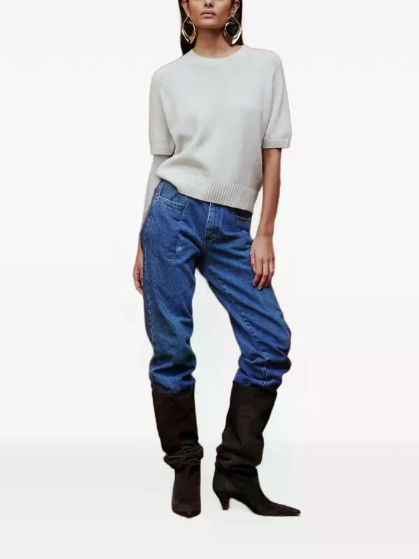ALLUDE Short-sleeve Crew-neck Sweater