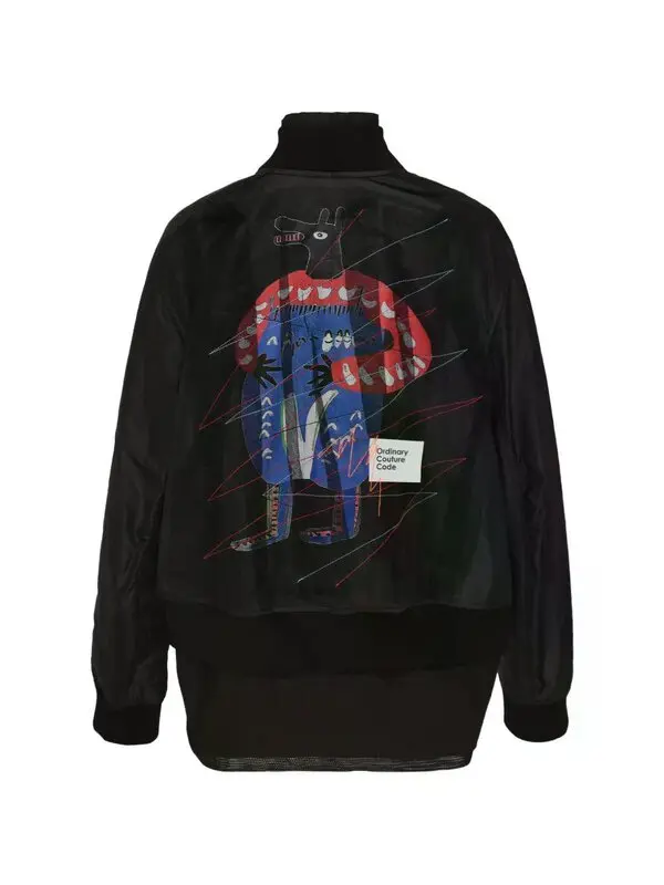 ORDINARY COUTURE CODE Graphic-print Panelled Bomber Jacket