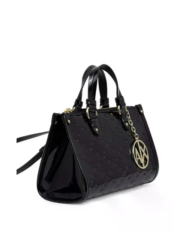 Armani Exchange Logo-embossed Patent Shoulder Bag - Black