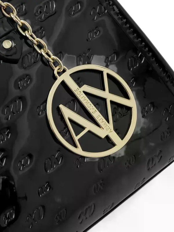 Armani Exchange Logo-embossed Patent Shoulder Bag