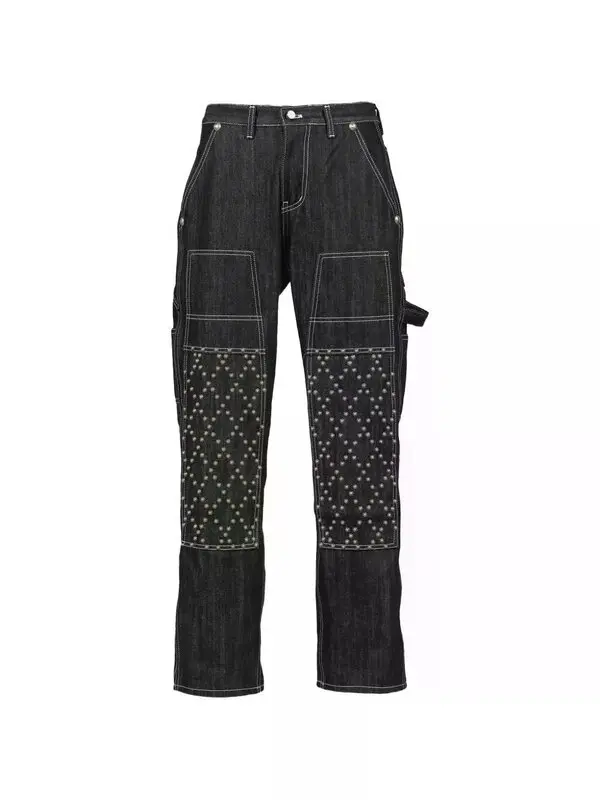 THUG CLUB Studded Double-knee Jeans
