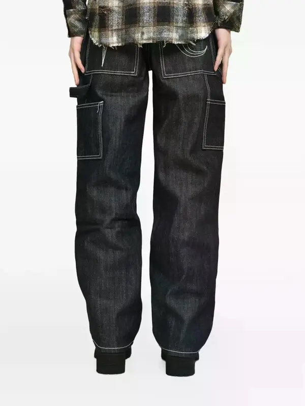 THUG CLUB Studded Double-knee Jeans