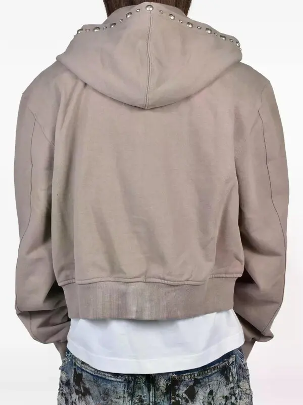 THUG CLUB Stud-embellished Cropped Hoodie
