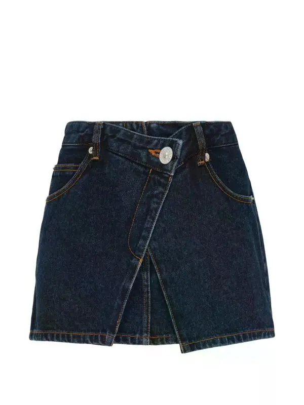 PUSHBUTTON Asymmetric-front Denim Mini Skirt - Blue