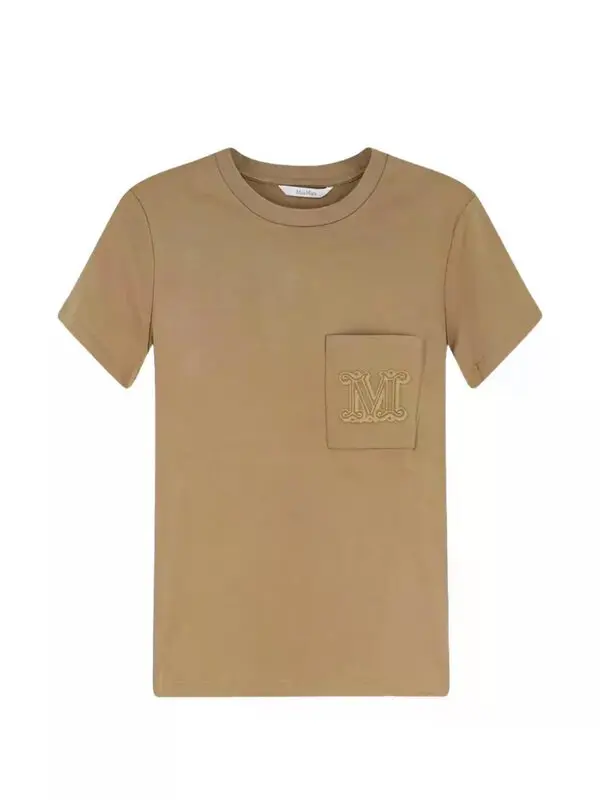 Max Mara Logo-embroidered Pocket-detail Cotton T-shirt - Brown