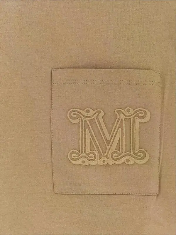 Max Mara Logo-embroidered Pocket-detail Cotton T-shirt - Brown