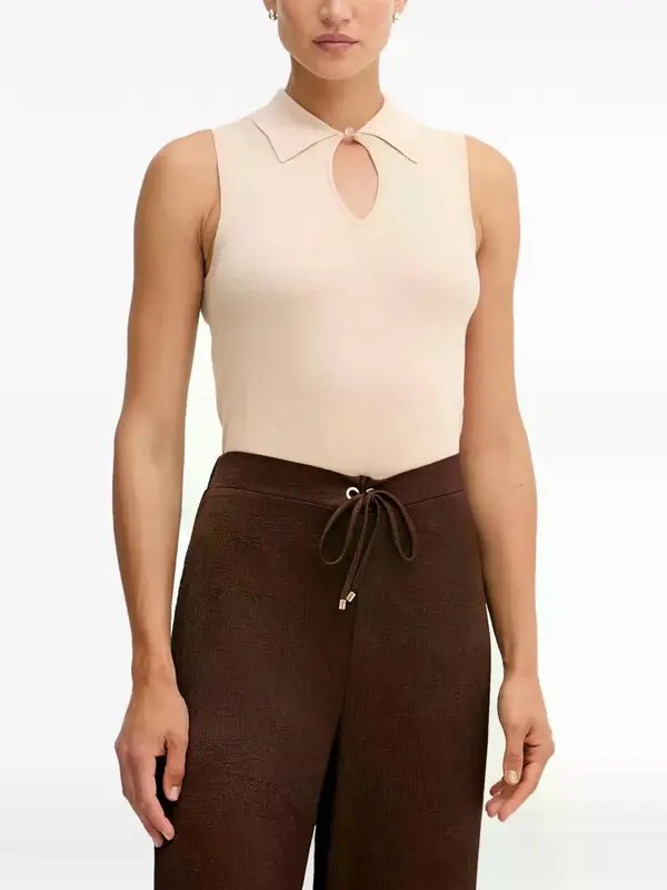 Sisley Cut-out Sleeveless Tank Top - Neutrals