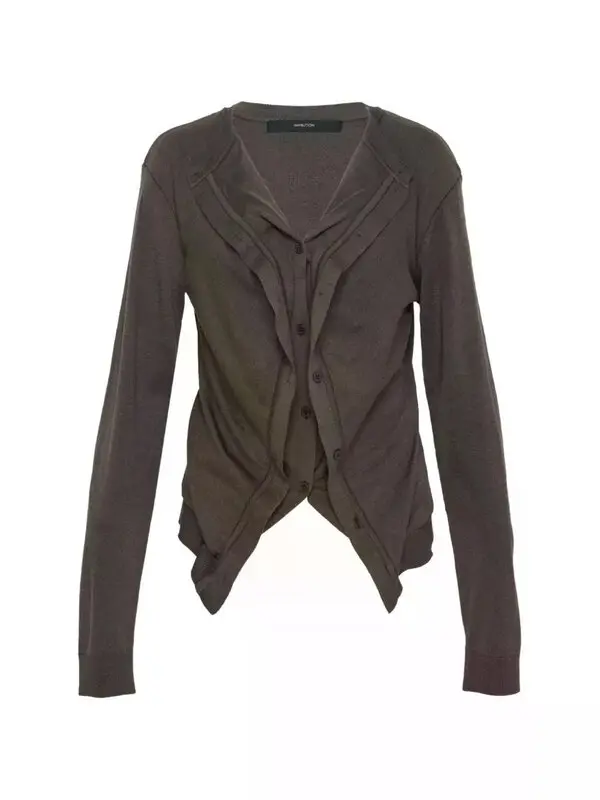 PUSHBUTTON Ruffled Button-up Cardigan