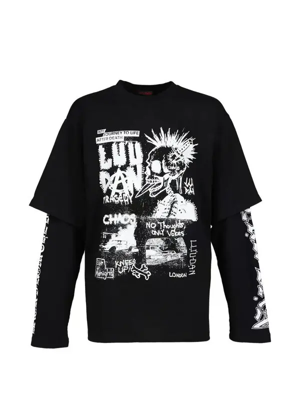 LỰU ĐẠN Layered-design Graphic-print T-shirt