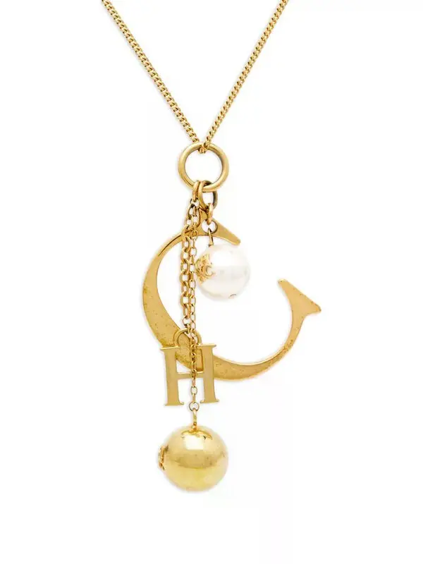 Carolina Herrera Ch Faux-pearl Pendant Necklace - Gold