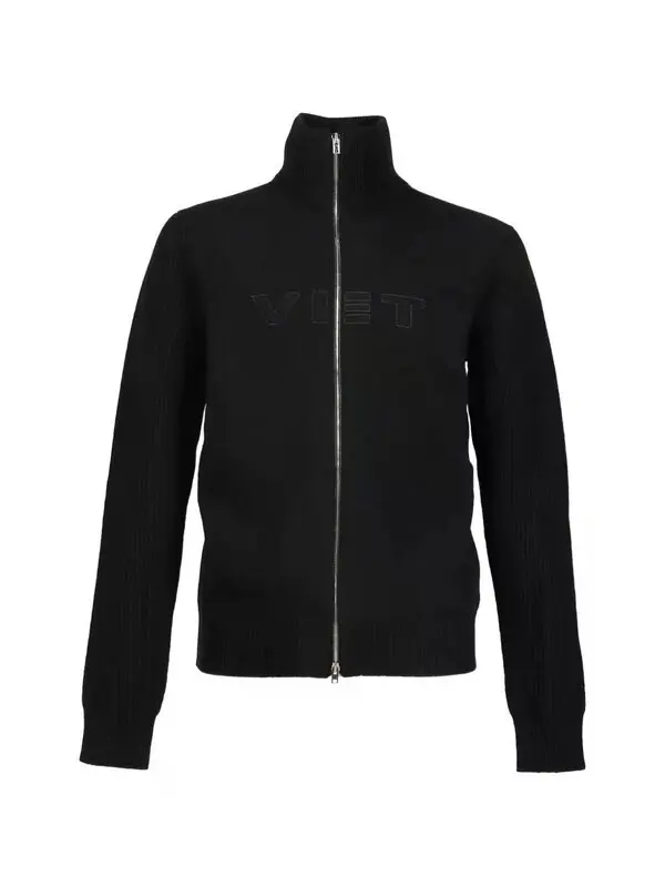 Vetements Logo-embroidered Zip-up Sweater - Black
