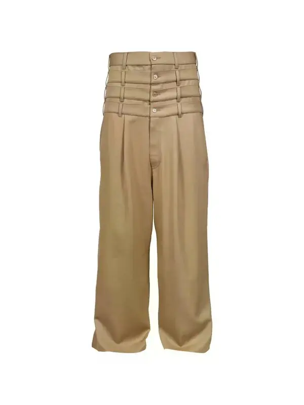 3.PARADIS Four-waist Pleated Tailored Trousers - Neutrals