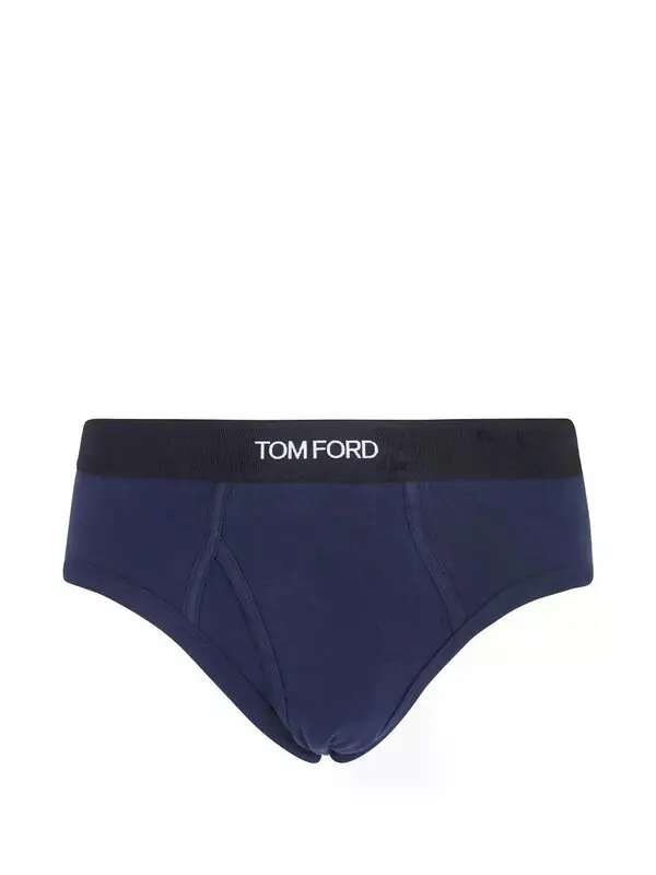 TOM FORD Logo-waistband Cotton Briefs - Blue