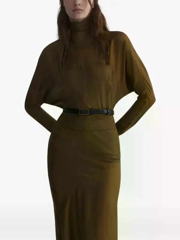 MUGLER Mock Neck Bat Sleeves Top