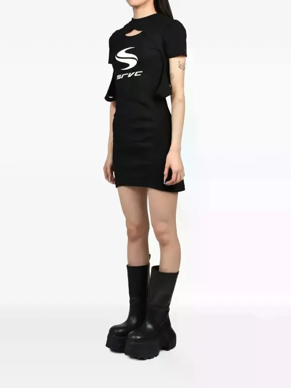 SRVC STUDIO Logo-print Cut-out Mini Dress