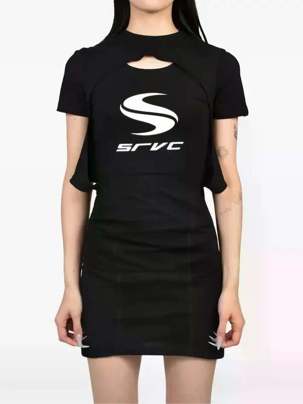 SRVC STUDIO Logo-print Cut-out Mini Dress
