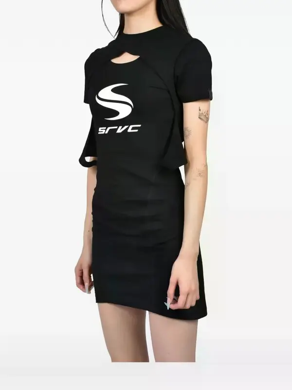 SRVC STUDIO Logo-print Cut-out Mini Dress