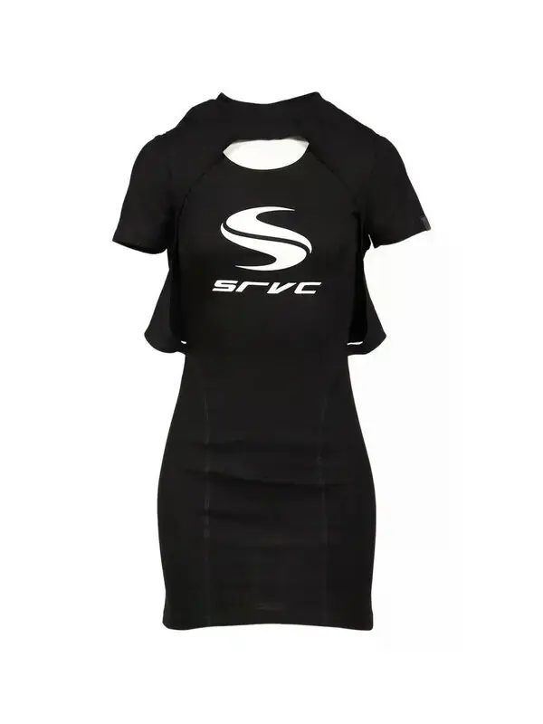 SRVC STUDIO Logo-print Cut-out Mini Dress