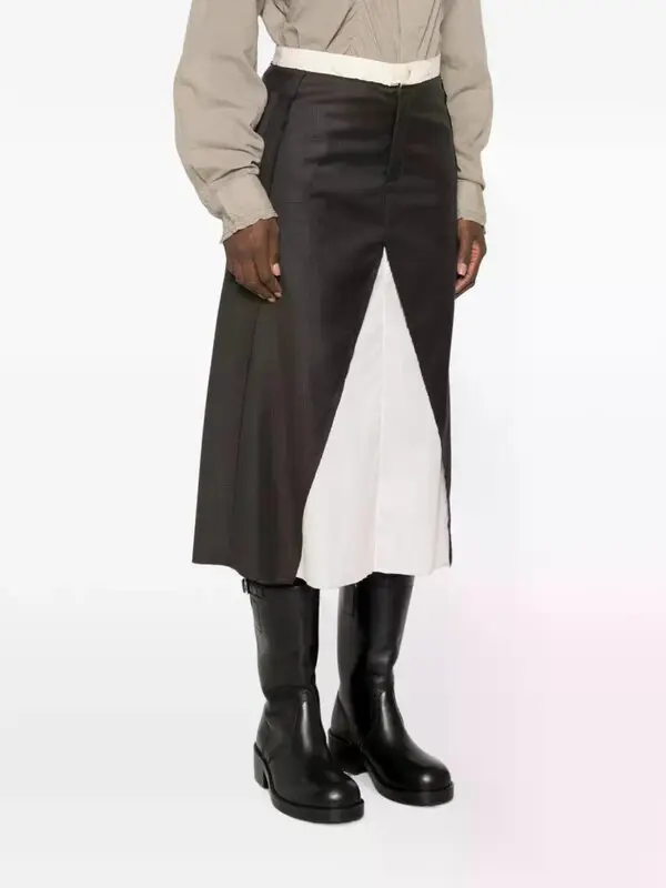 SONIA CARRASCO Check Raw-edge Midi Skirt