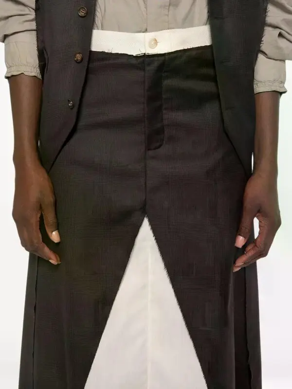 SONIA CARRASCO Check Raw-edge Midi Skirt