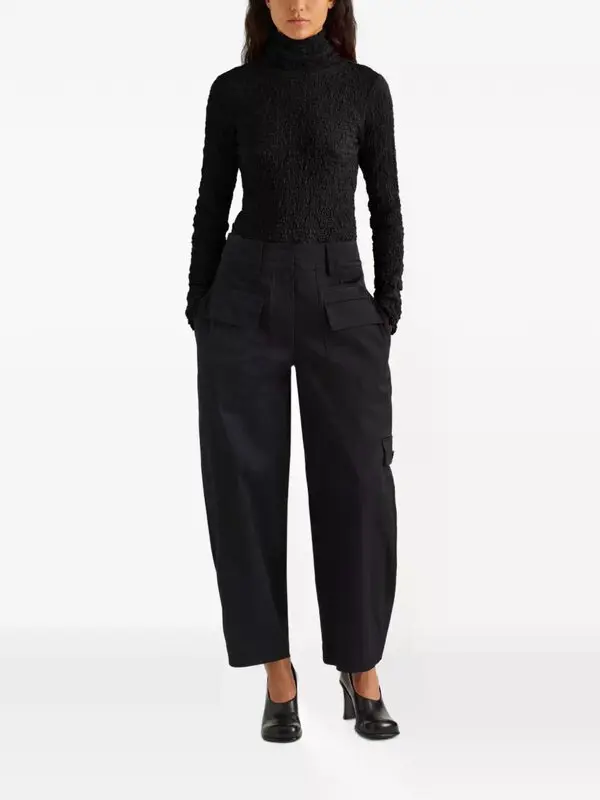 Proenza Schouler White Label Harriet Smocked Jacquard Top - Black
