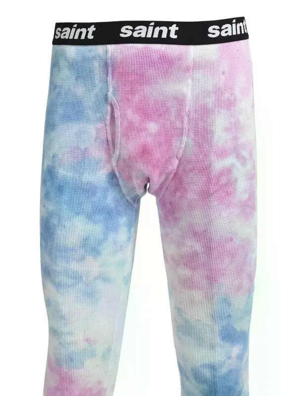 SAINT MXXXXXX Tie-dye Waffle-knit Thermal Pants