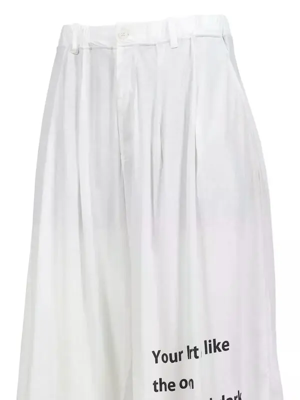 Yohji Yamamoto Message-print Pleated Shorts