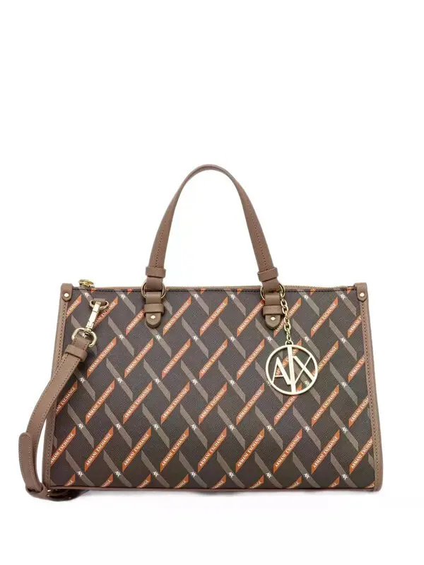 Armani Exchange Logo-print Monogram Tote Bag - Brown