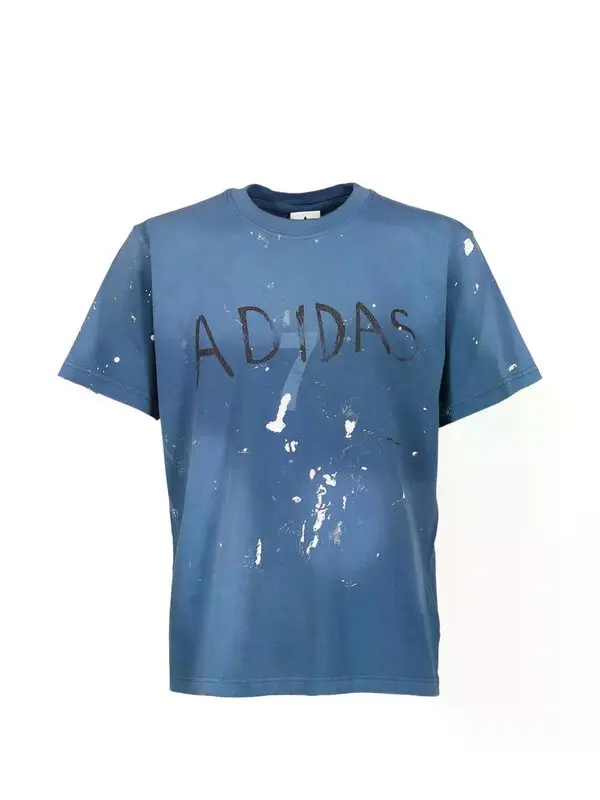 SONG FOR THE MUTE X Adidas Originals Paint-splatter Logo-print T-shirt - Blue