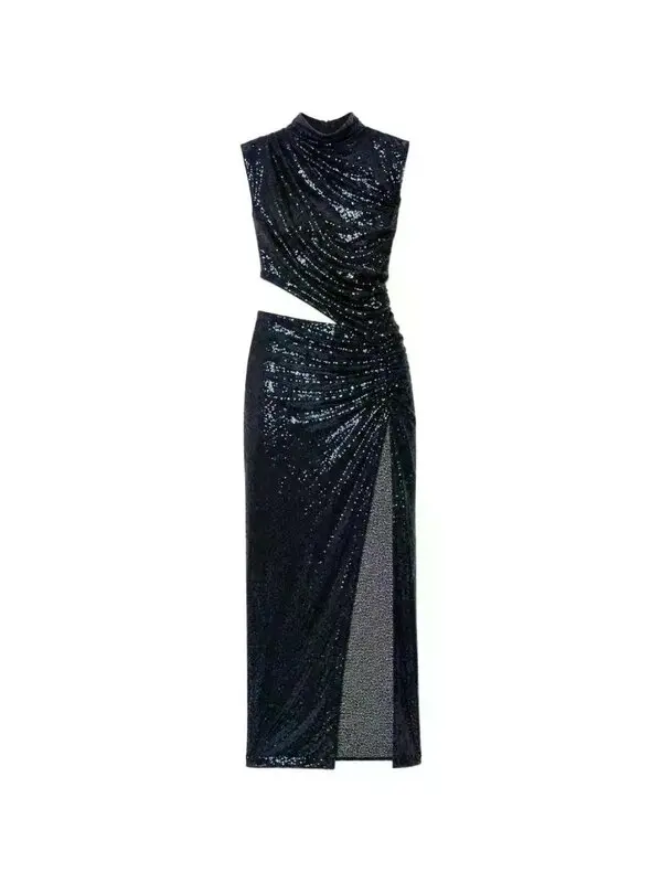 AMAZUIN Sequin-embroidered Asymmetric Maxi Dress